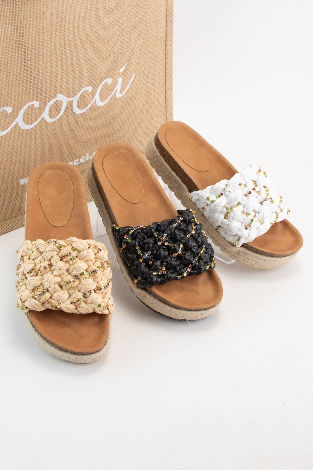 WIRES JEWELED STRING RAFFIA UPPER PLATFORM SANDAL – CCOCCI